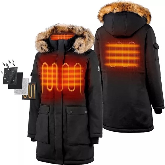 Ororo | Jackets & Coats | Ororo Heated Black Womens Parka W Thermolite ...